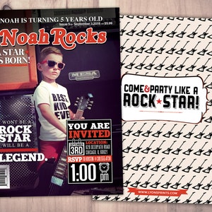 Rock Star Magazine Theme Birthday Invitation, Rockstar, Baby Shower ...