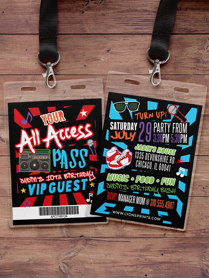 Hip Hop Retro Neon VIP PASS Backstage Pass Vip | Etsy