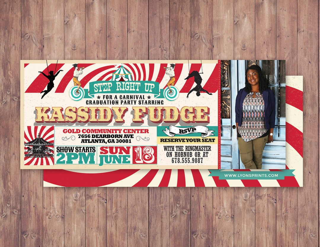 Carnival Circus Graduation Invitation – Custom Prom Invite (digital ...