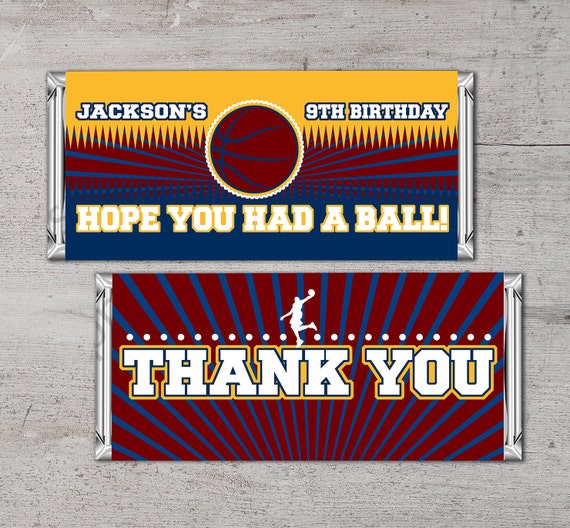 Personalized Basketball Candy Bar Wrapper, Printable chocolate Bar ...
