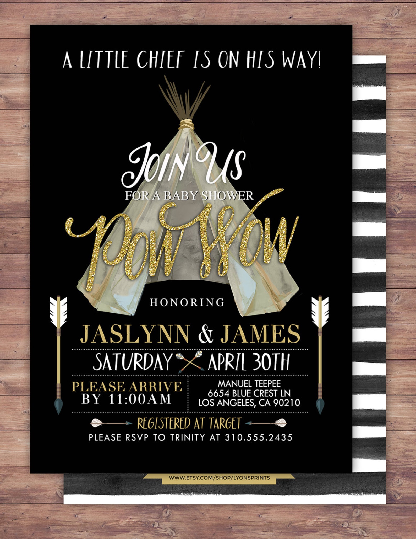 Christening Pow Wow Baby Shower Invitation Indian Baby - Etsy