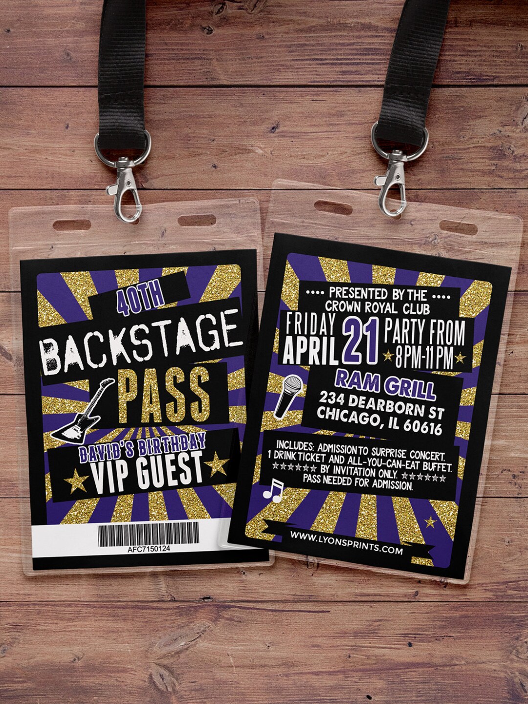 ROCK STAR, VIP Pass Birthday Invitation, Baby Shower Invitation, 40th ...