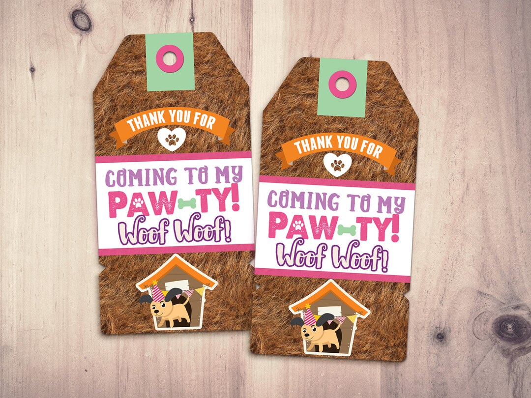 Puppy Party Favor Tags - Puppy Paw-ty - Paw Party, Birthday, Baby ...