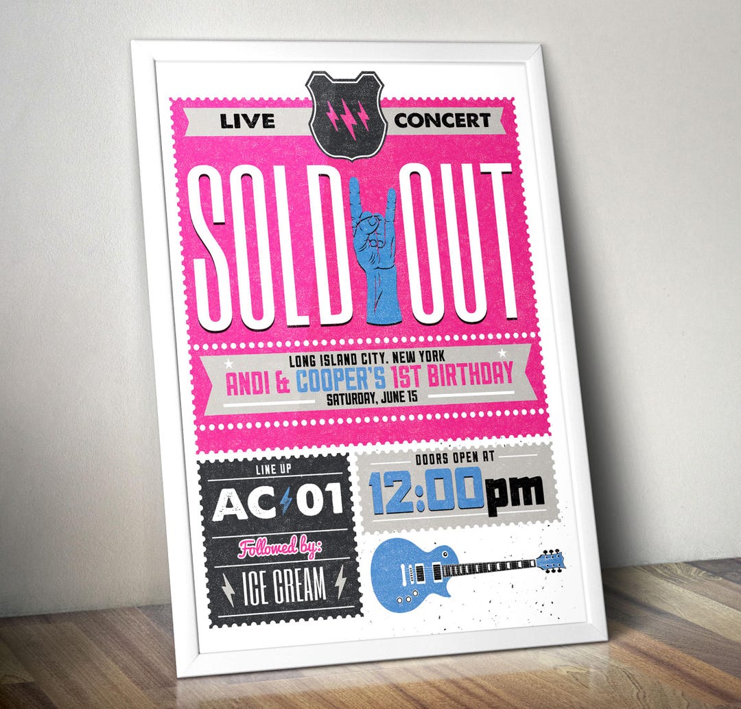 Rock Star Theme Poster, Rockstar, Baby Shower, Rock Star Party, Pop ...