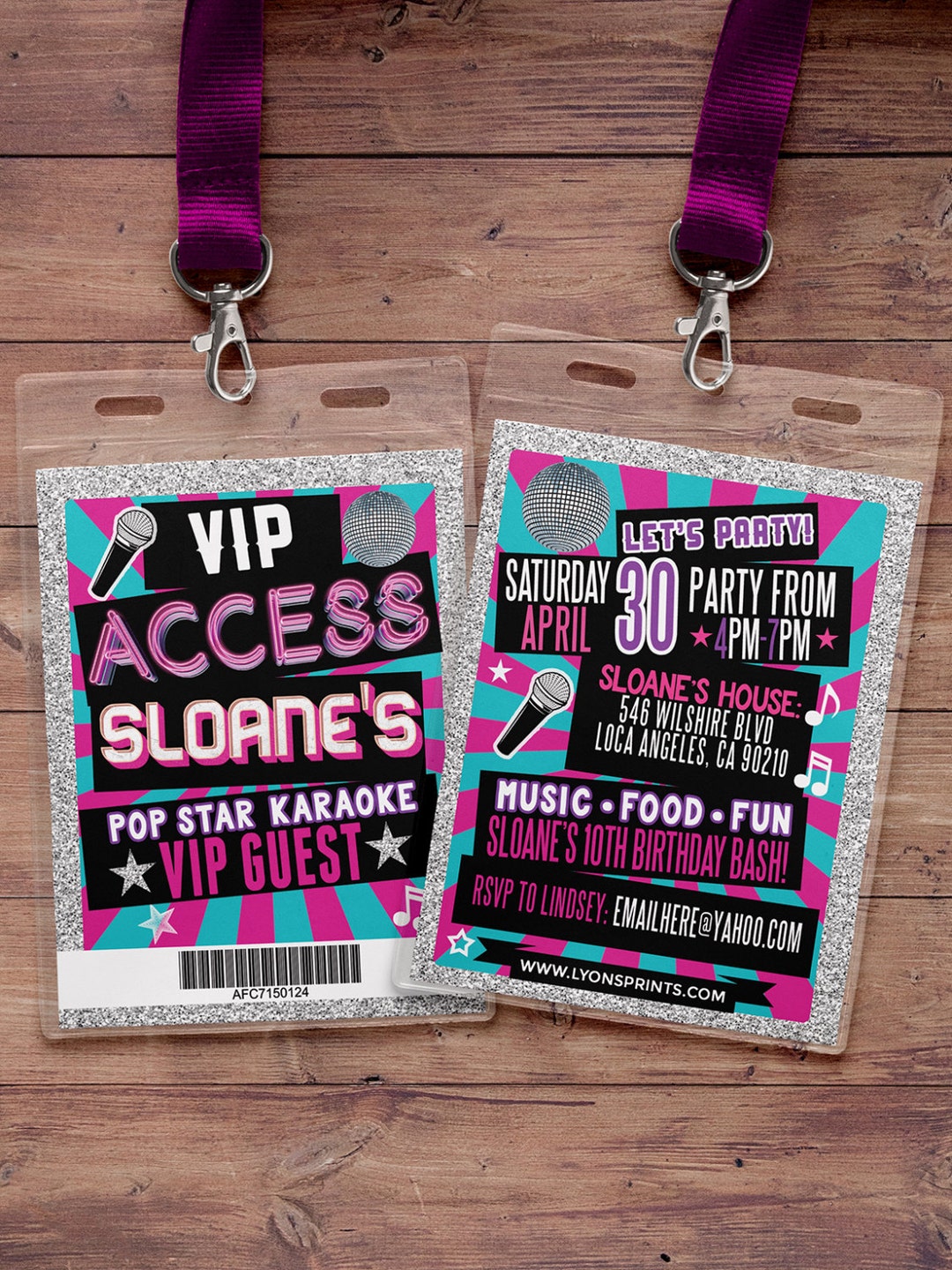 Disco, Retro, Neon, VIP PASS, Backstage Pass, Vip Invitation, Birthday ...