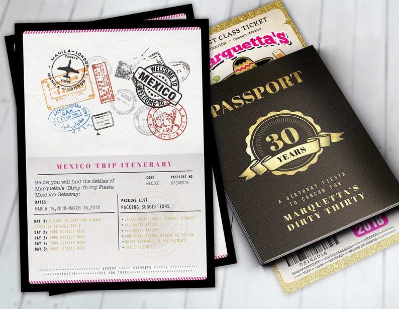 Passport and Ticket Birthday Invitation Travel Birthday Party - Etsy