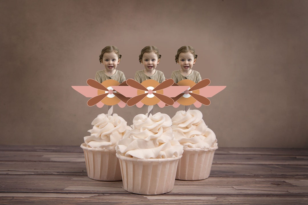 Photo Cupcake Toppers Digital File, Pilot, Airplane Birthday, Vintage ...