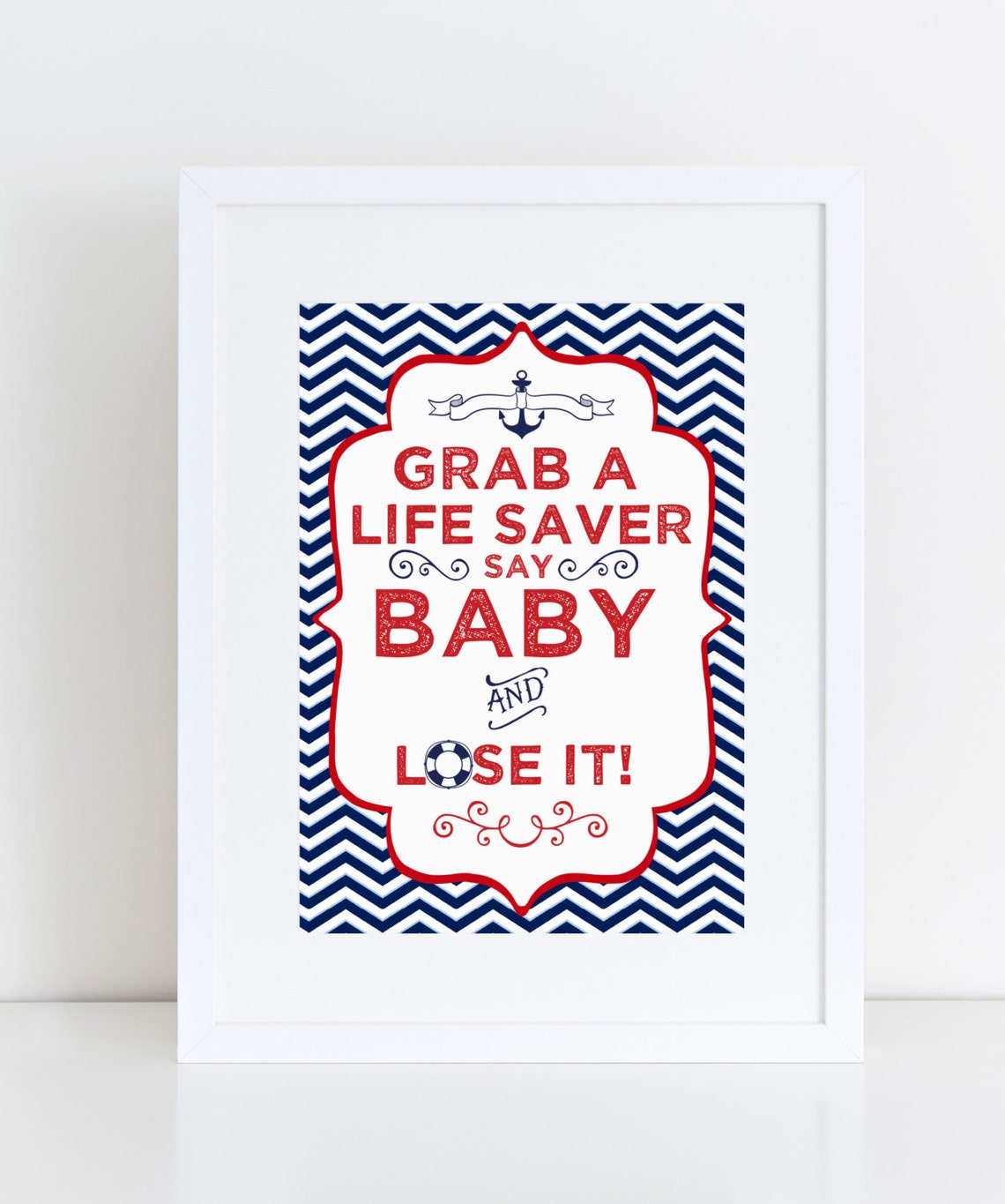 4 Nautical Baby Shower Signs Navy Blue White and Red | Etsy