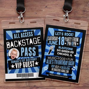 Birthday Invitation Rock Star VIP PASS Backstage Pass | Etsy