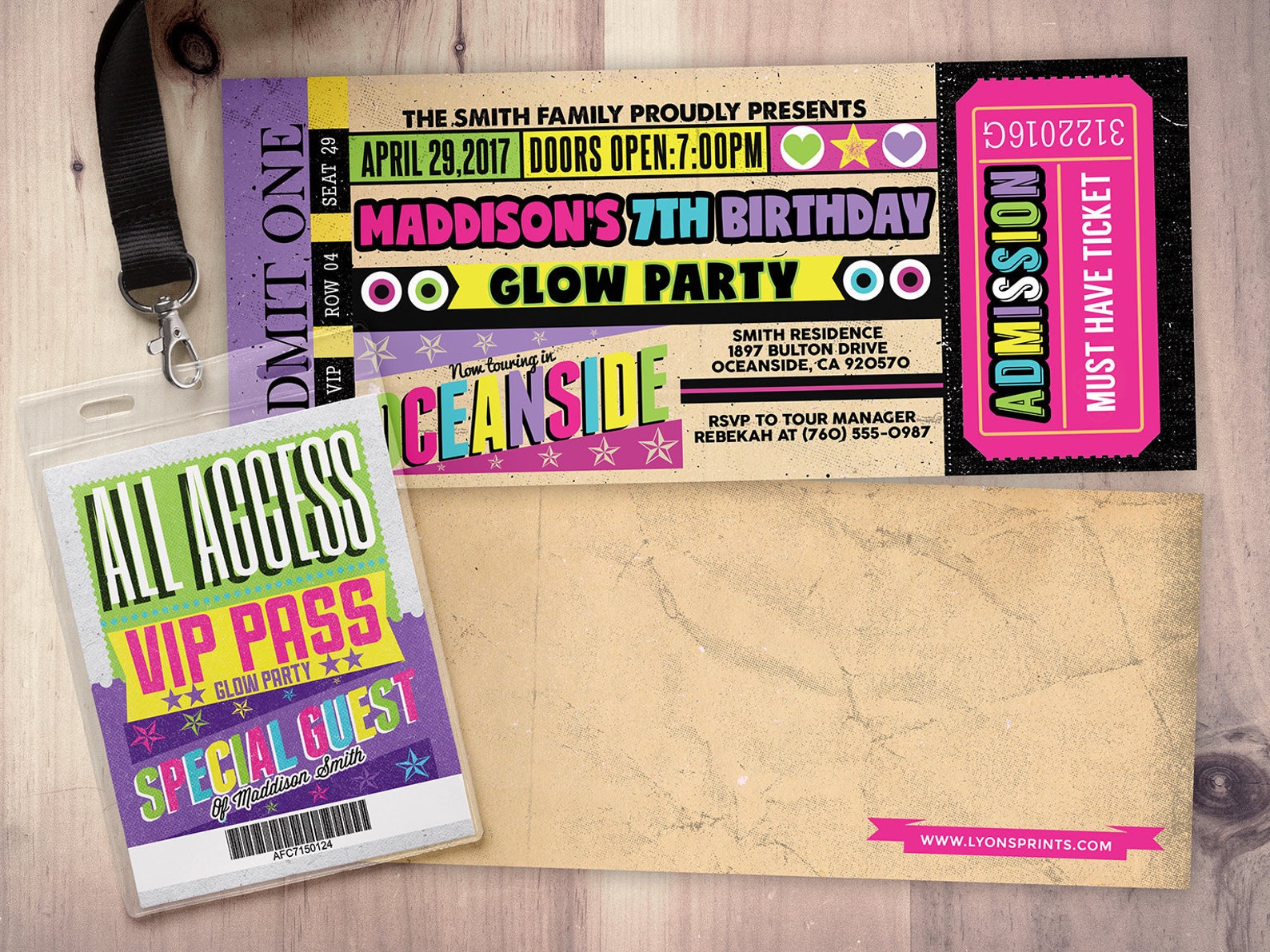 Pop Star, Rock Star Concert Ticket Birthday Party Invitation- Music ...