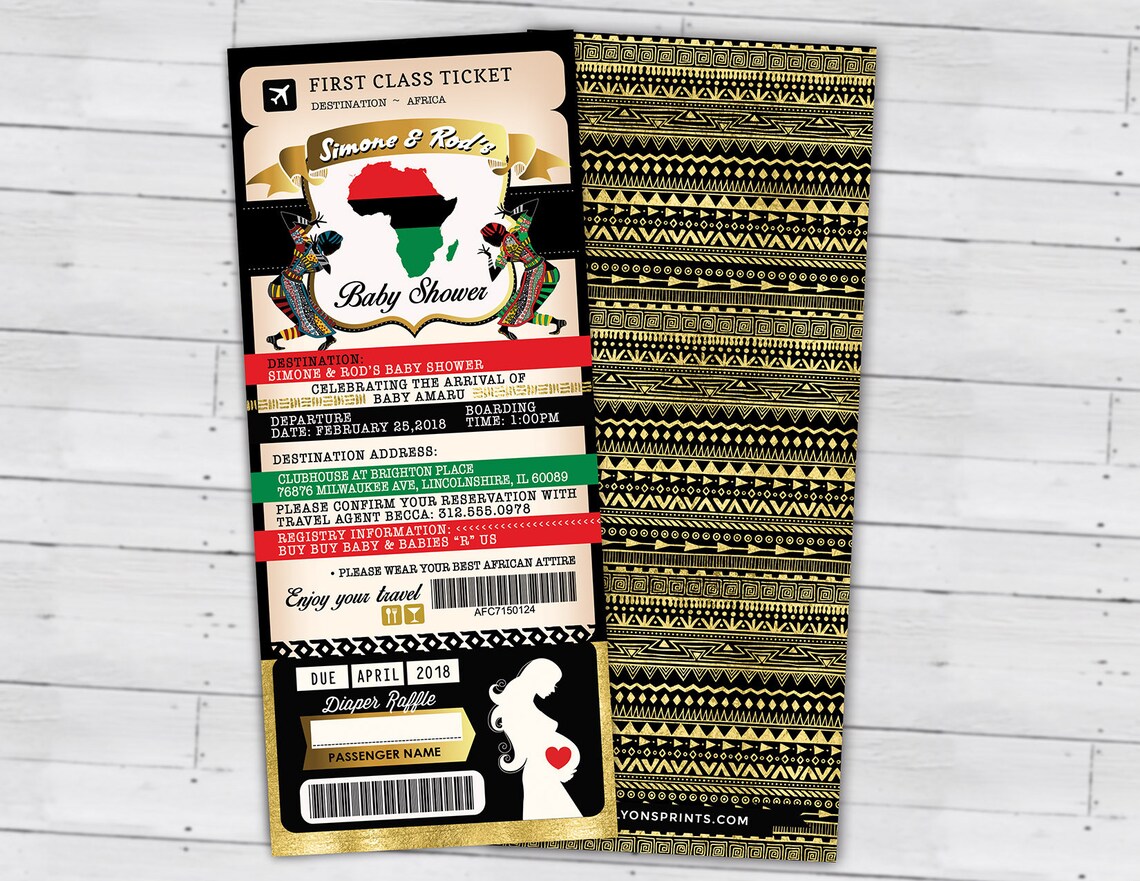 African Passport, Ticket Baby Shower Invitation, Birthday Invitation ...