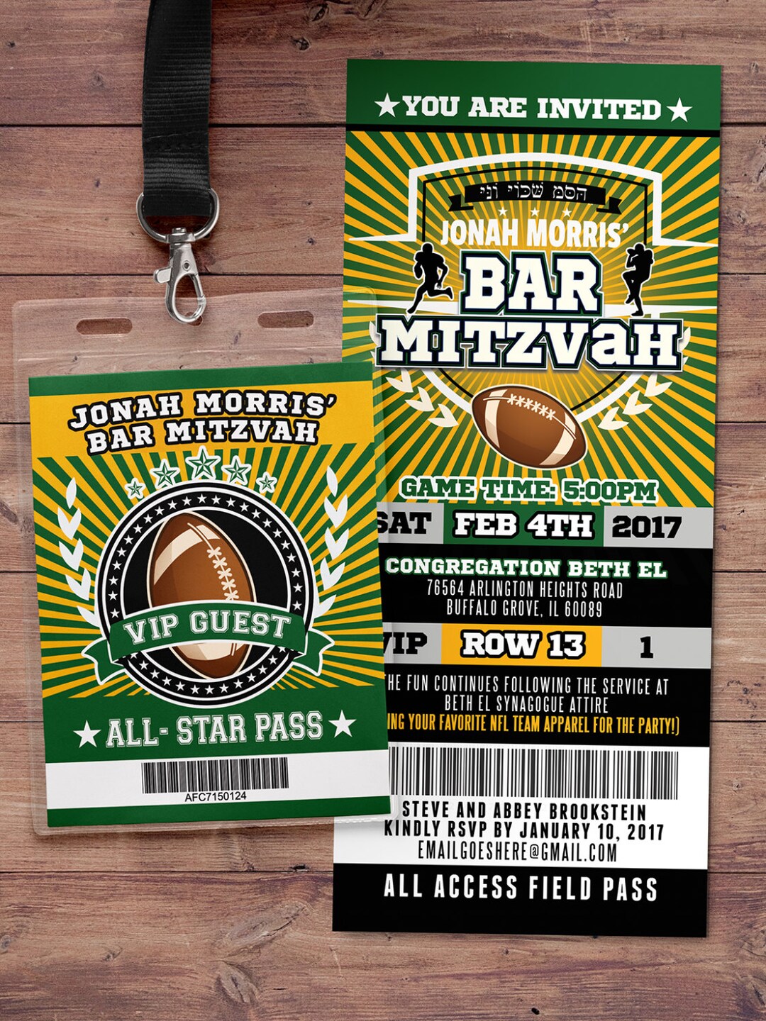 Football Ticket Invitation // All Star Birthday // VIP Pass - Etsy