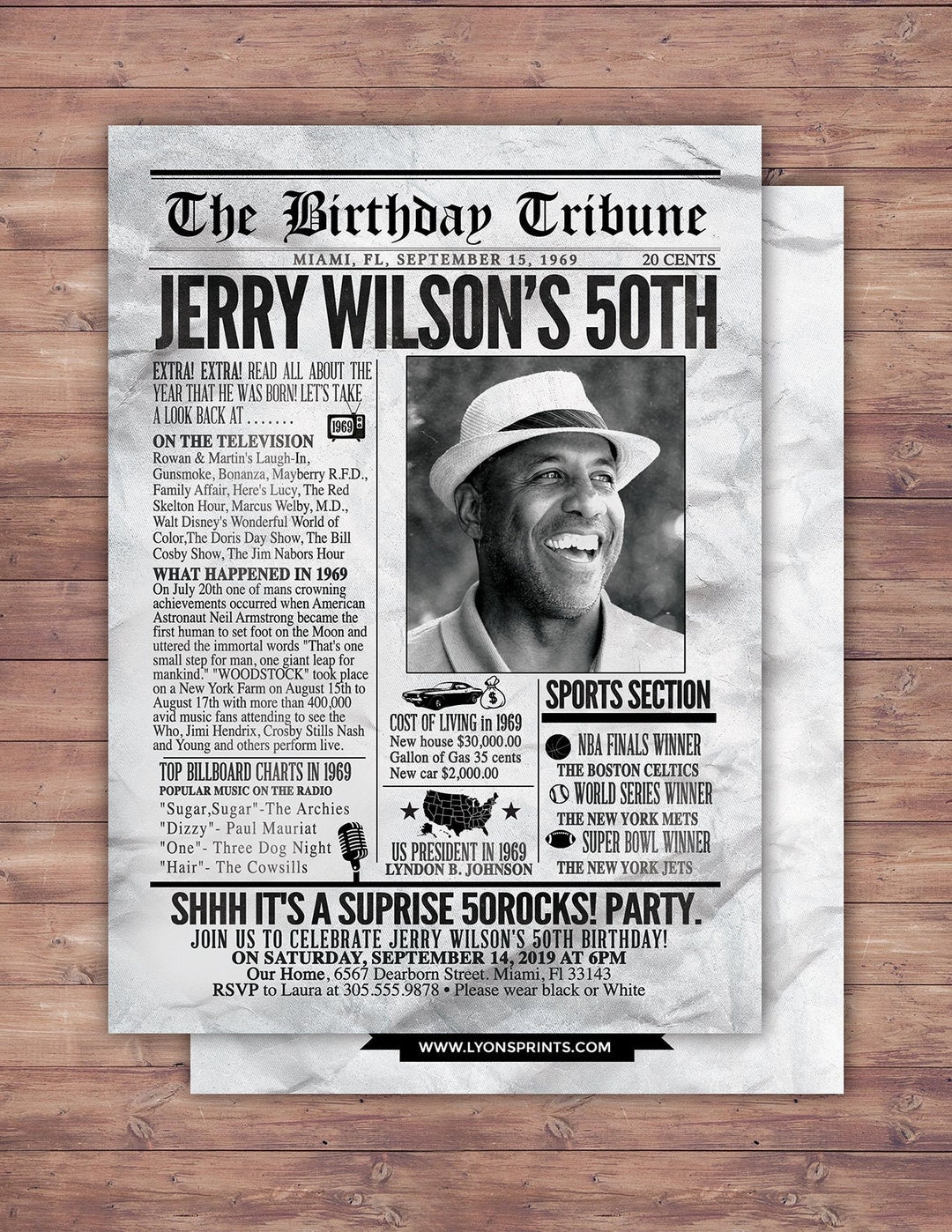 Newspaper Invitation, Birthday Invitation, Unique Birthday Invite, 30th ...