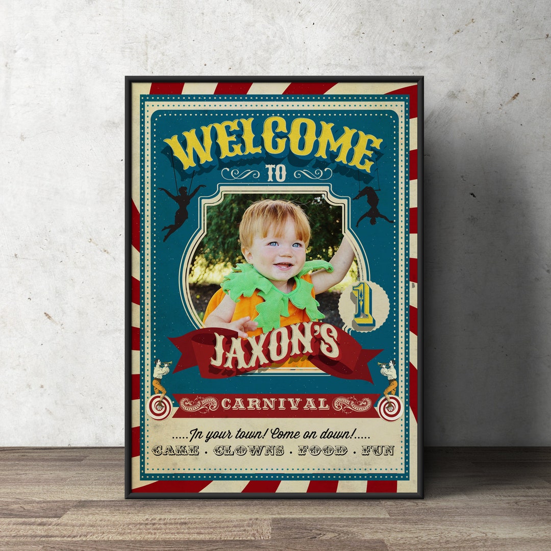 Custom Vintage Carnival Welcome Sign, Circus Birthday Party (digital ...