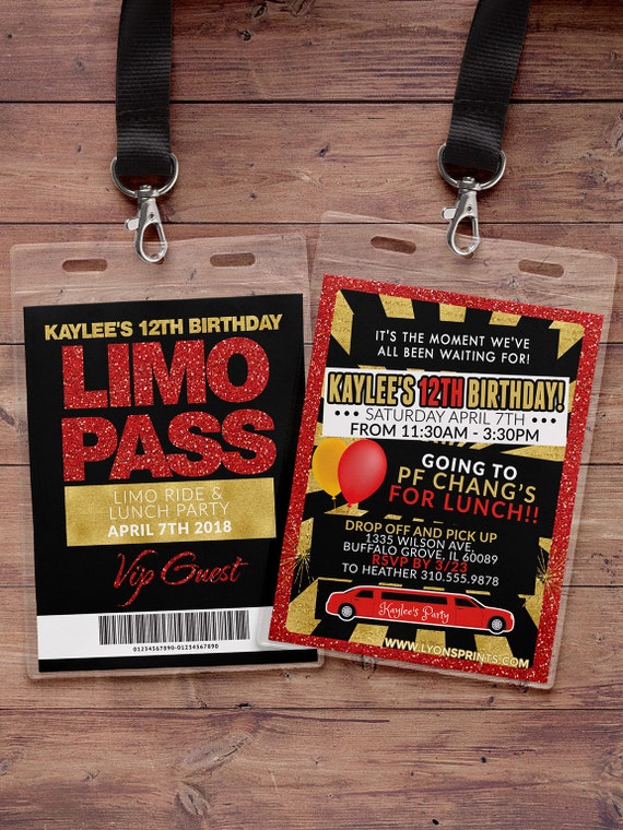 VIP PASS Limo Pass Birthday Party 21st Birthday Backstage - Etsy