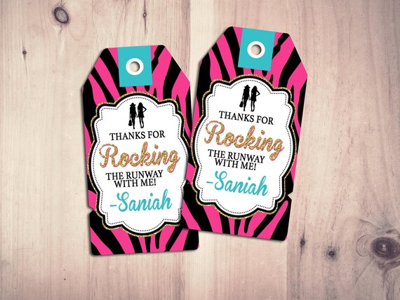Rock the Runway favor tag, - pop-star- rockstar party, fashion birthday ...