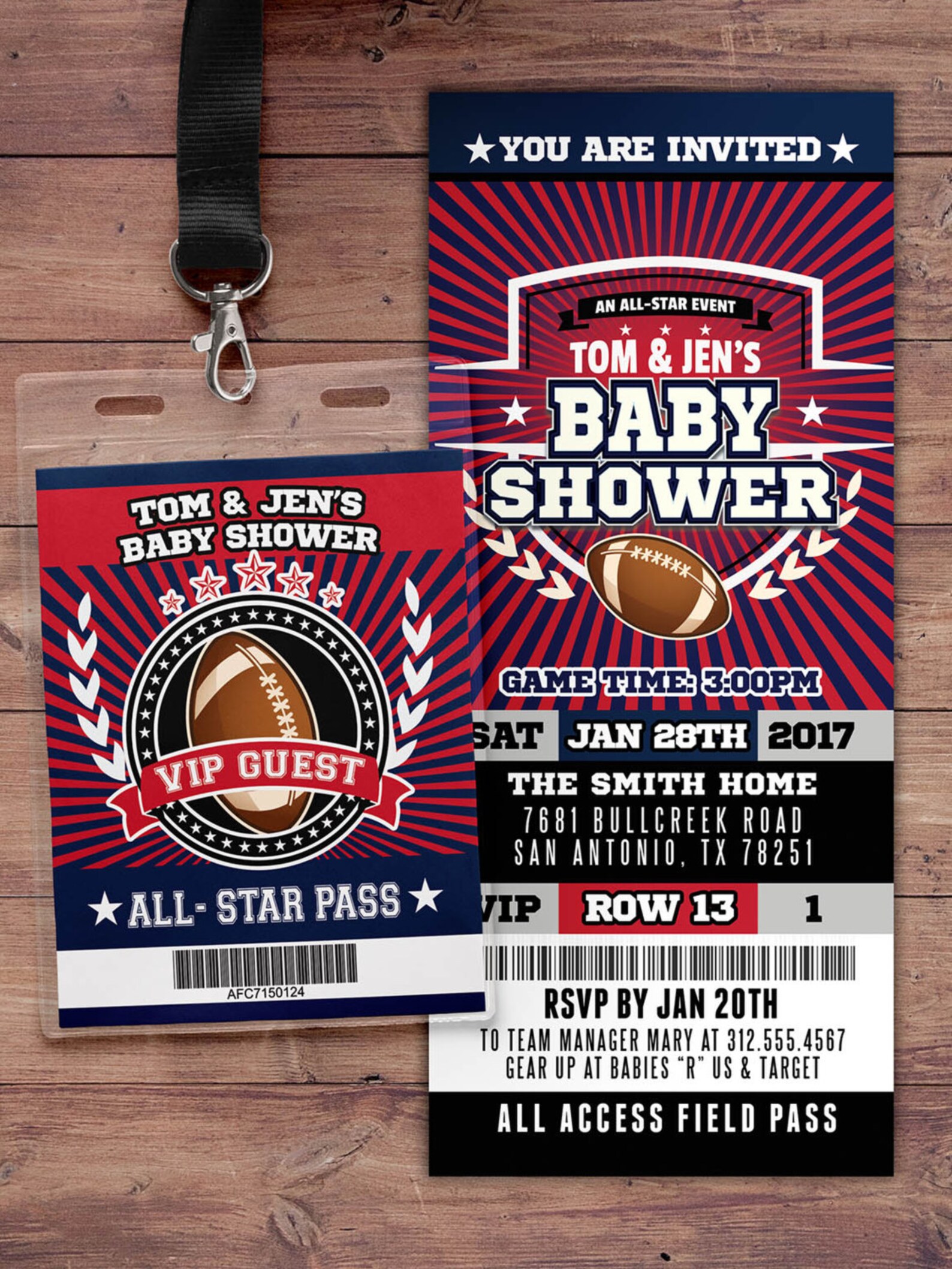 Football Ticket Invitation // All Star Birthday // VIP Pass, Sports ...