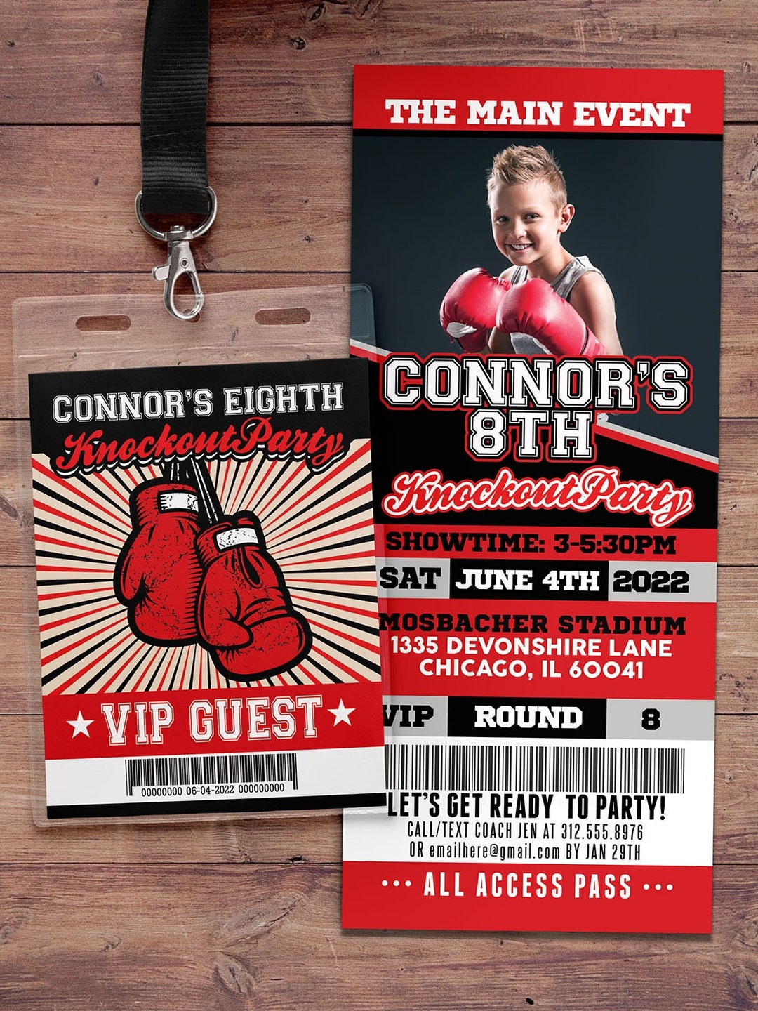 Boxing Ticket Invitation, Knockout Invite, Boxing Birthday Party ...