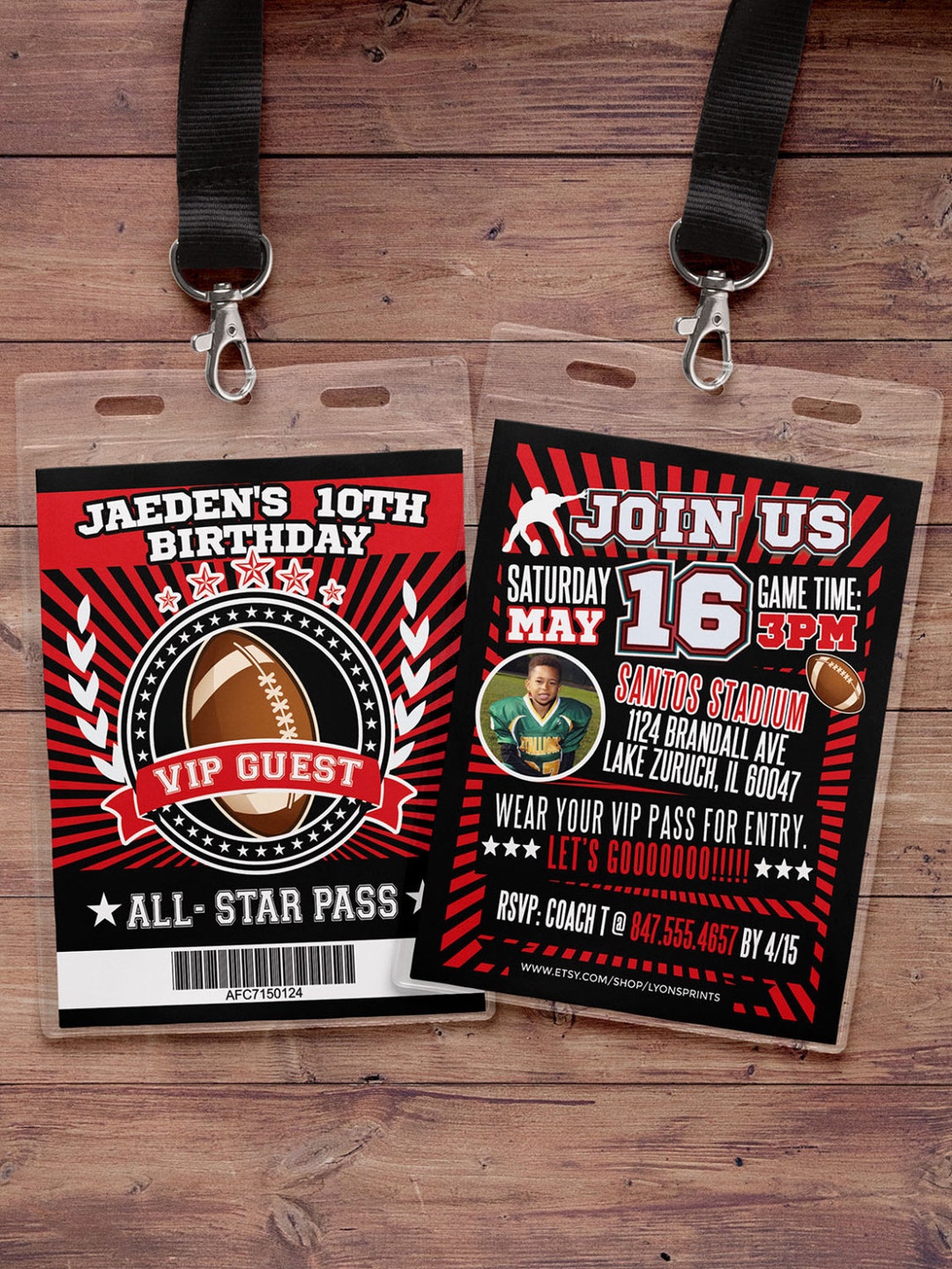Football Ticket Invitation, All Star Birthday, VIP Pass, Birthday ...