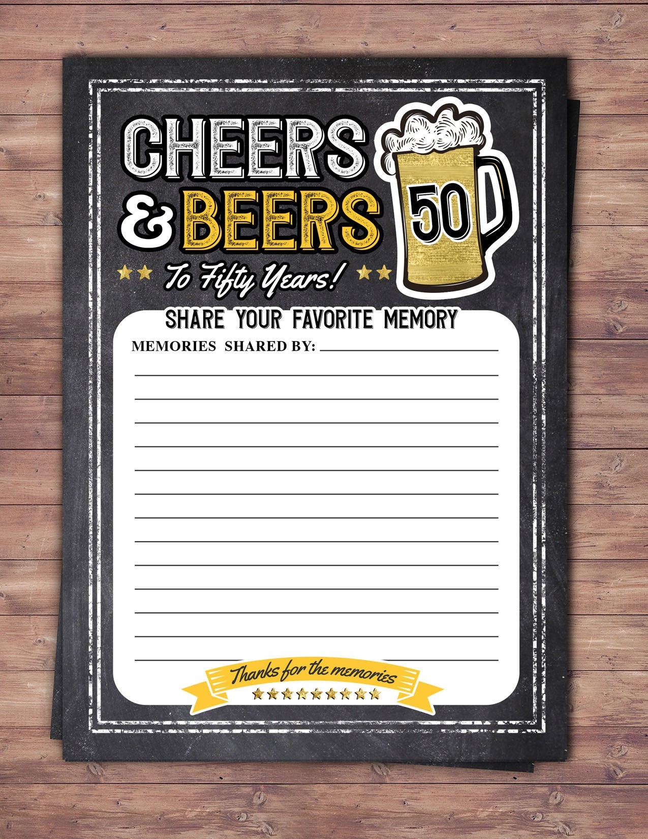 Cheers and Beers Memory Card Sign Beer 21st 30th 40th | Etsy