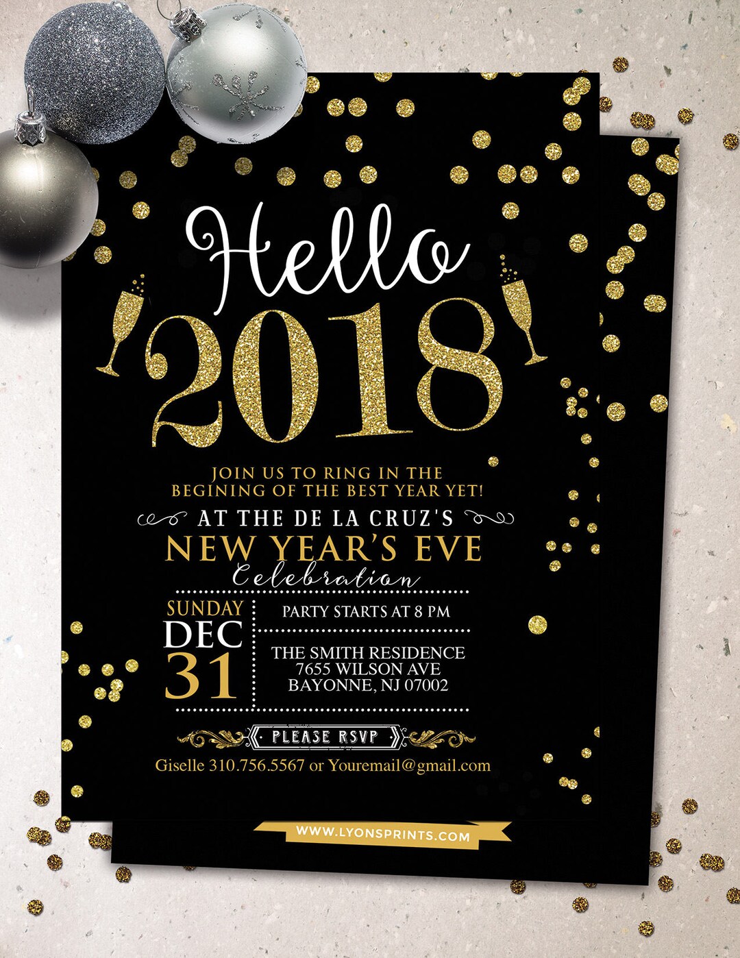 New Years Invitation - New Years Eve Invitation - New Years Party - New ...