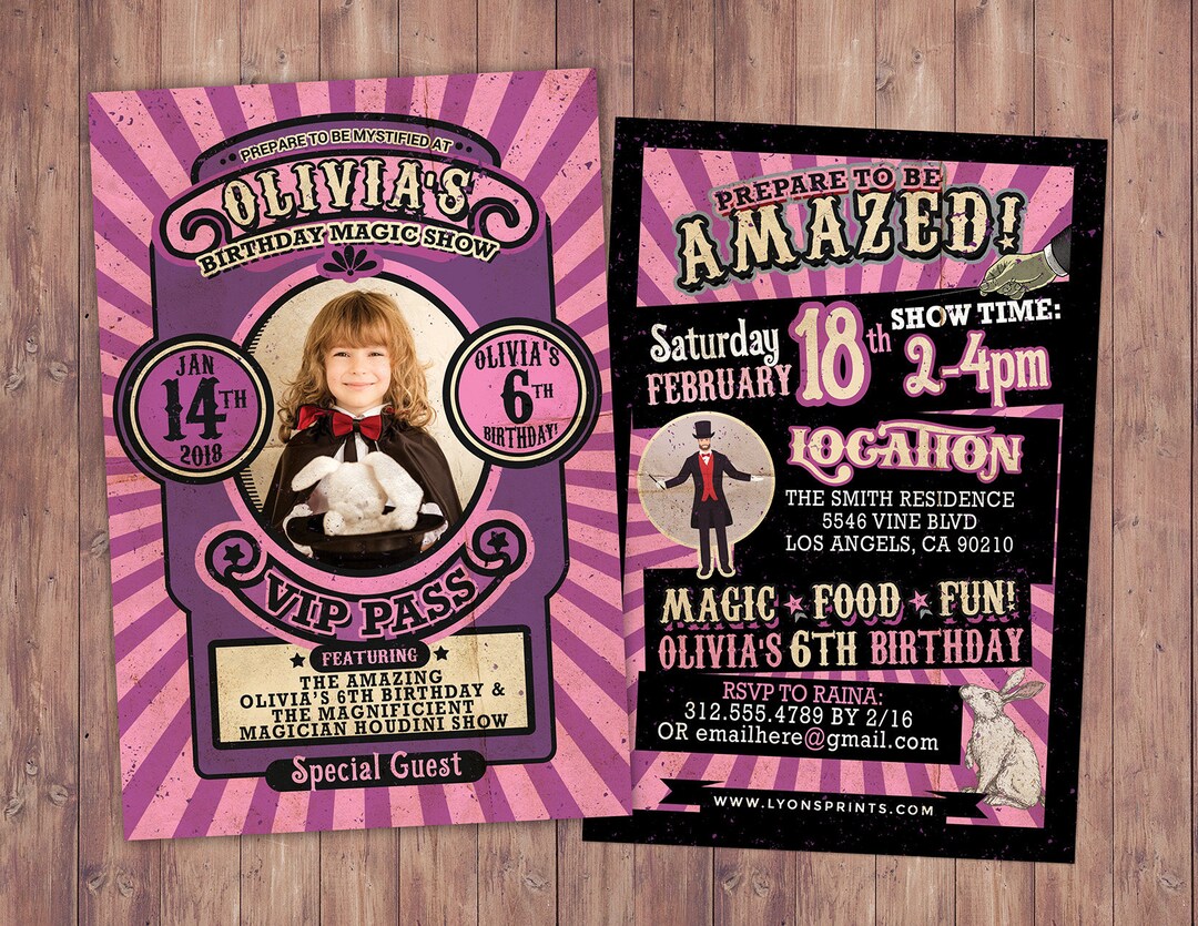 Magic Party Invitation Magic Birthday Invitation Magician Invitation ...