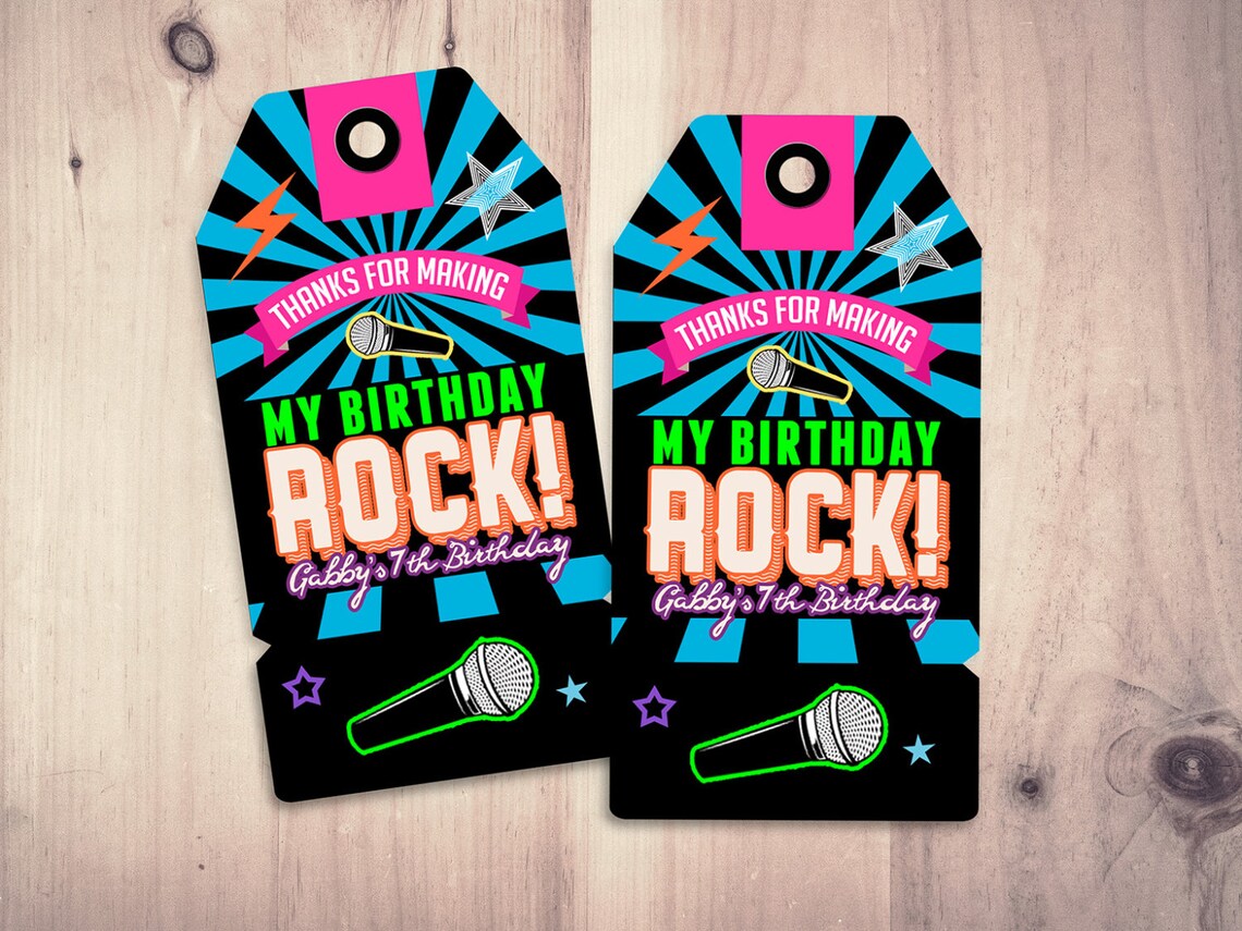 Party Favor Tag Rockstar Birthday Favor Boy Birthday - Etsy