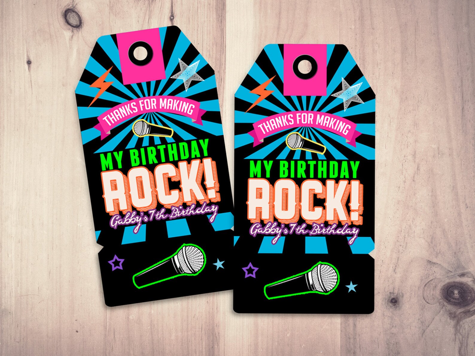 Party Favor Tag, Rockstar Birthday, Favor, Boy Birthday, Personalized ...