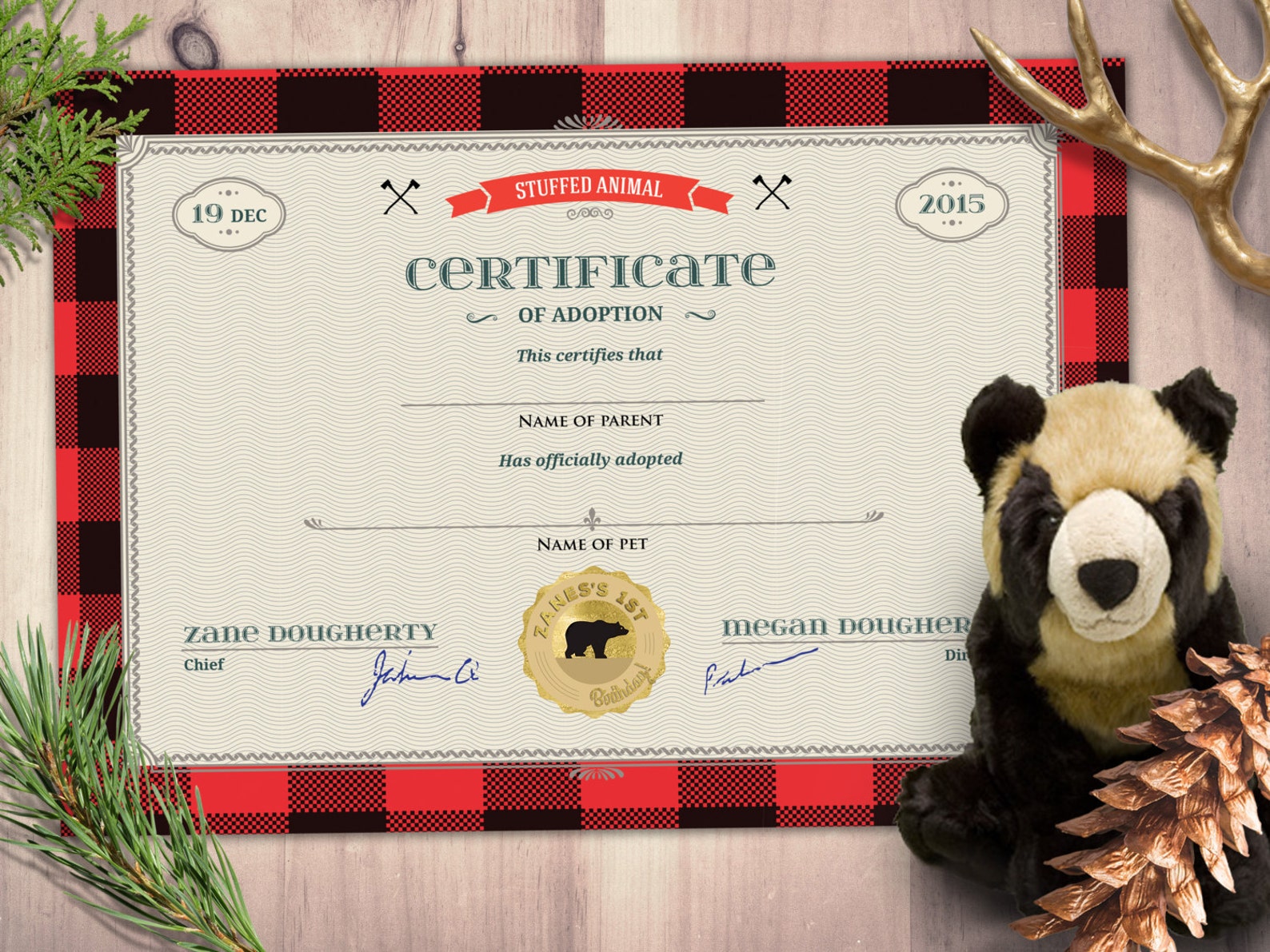 Panda Bear, Lumberjack, Woodland, Party Favor, Stuffed Animal Adoption ...