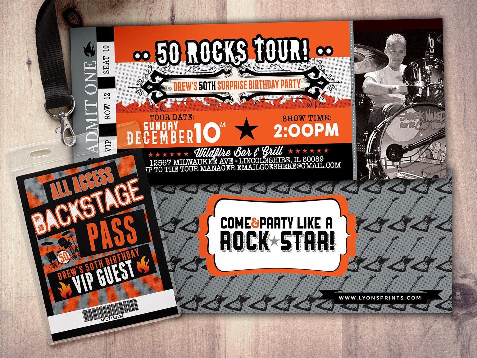 ROCK STAR concert ticket birthday party invitation- Music invitation ...