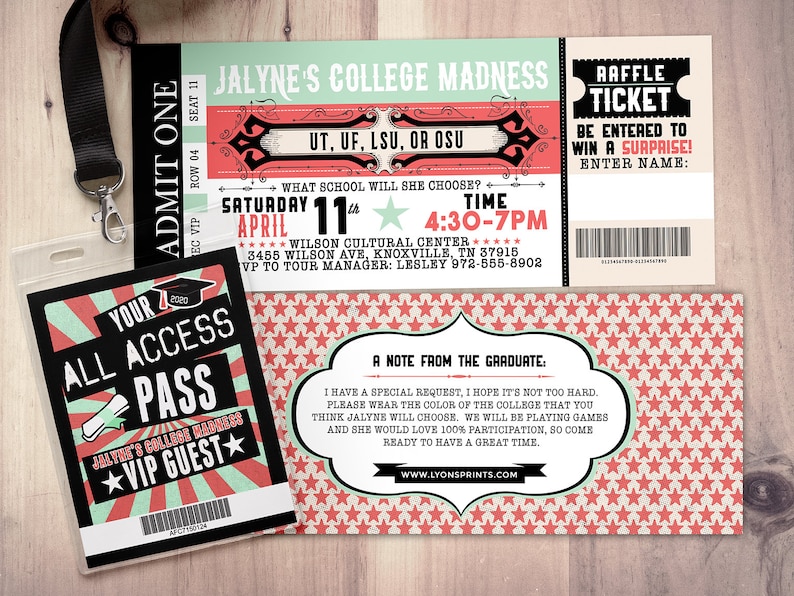 College Reveal Party Concert Ticket Graduation Party | Etsy