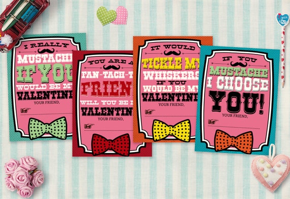 Mustache Valentine cards printable - Mustache Valentines Digital ...