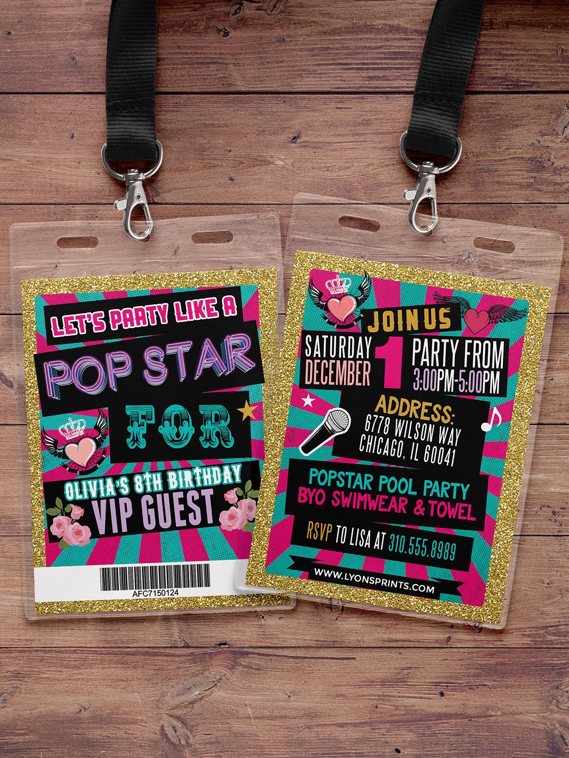 Retro, neon, VIP PASS, backstage pass, Vip invitation, birthday ...