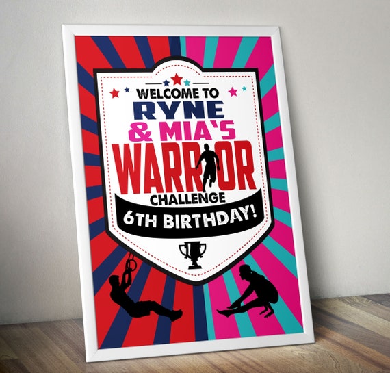 Welcome sign, party poster, warrior party, Ninja party, paintball party ...