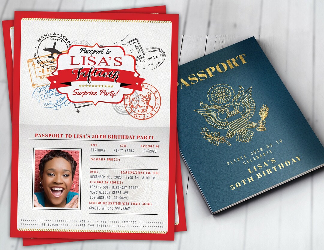 ANY AGE, 40th, 30th, 50th, 60th Birthday Invitation, Travel Invitation ...