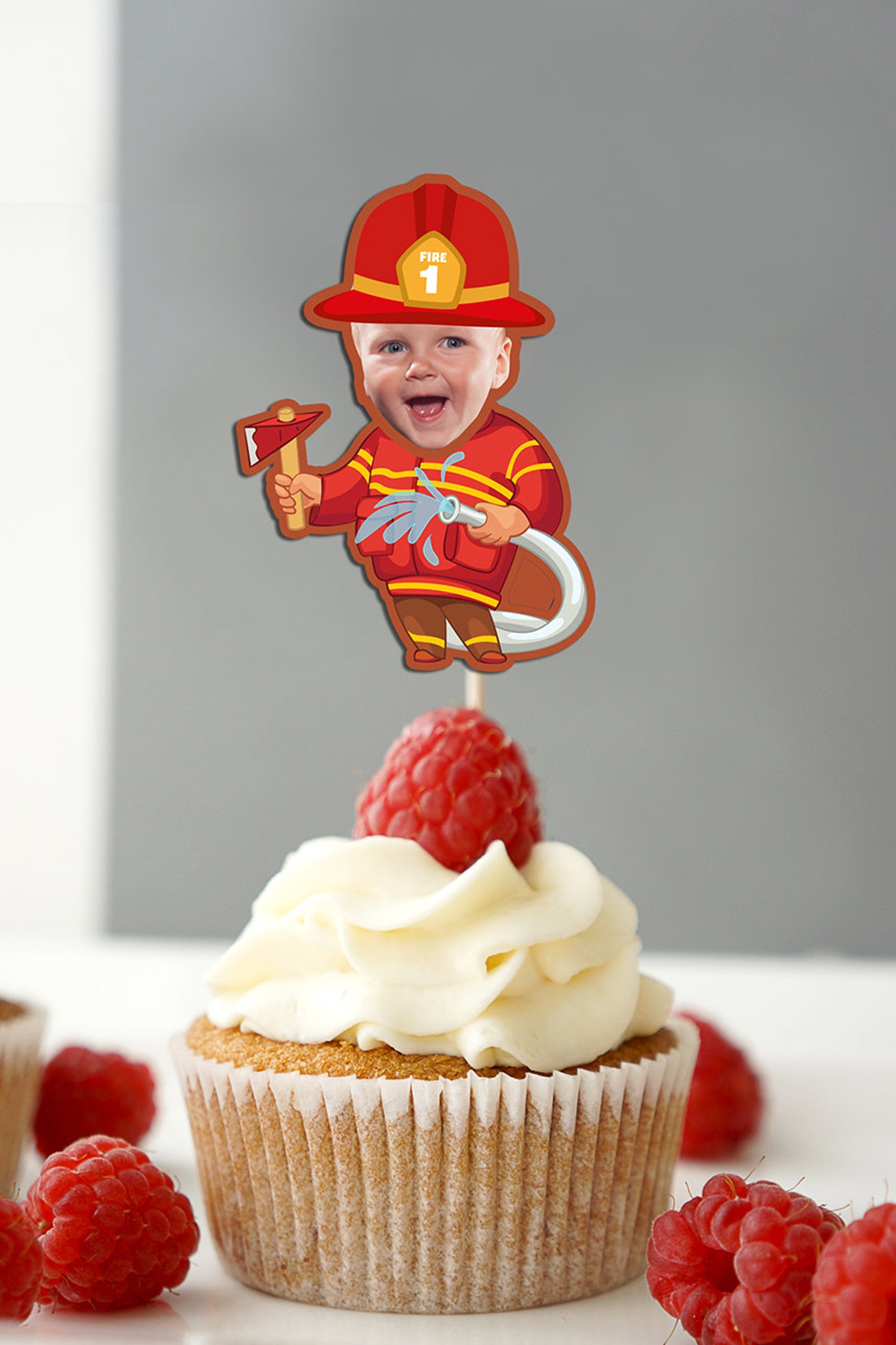 Fireman Cupcake Toppers Birthday Fireman Fireman Party - Etsy