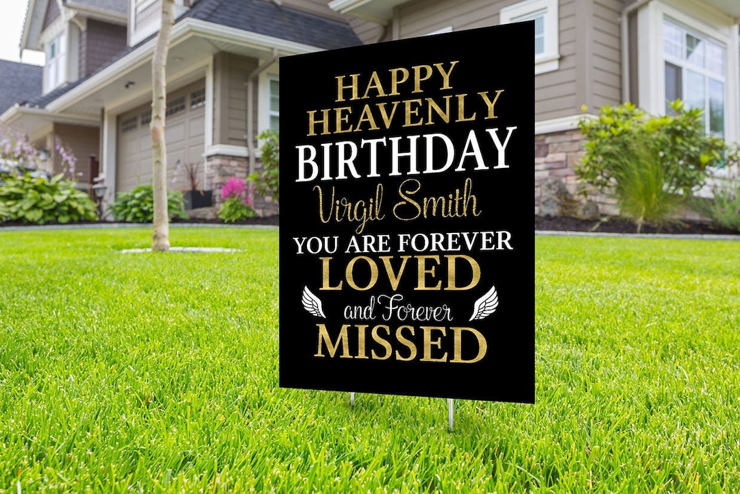 Yard Sign, Funeral Sign Design, Digital File Only, Memorial Sign, Happy ...