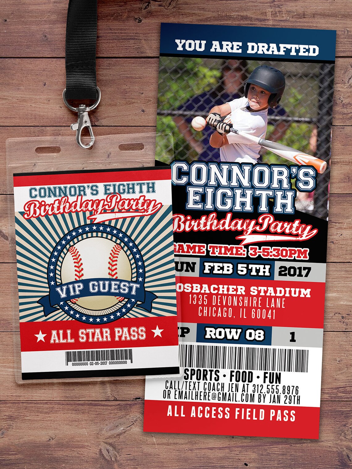 Baseball Ticket Invitation // All Star Birthday // VIP Pass,, Baseball ...