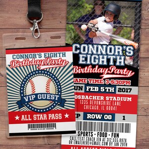 Baseball Ticket Invitation // All Star Birthday // VIP Pass,, Baseball ...