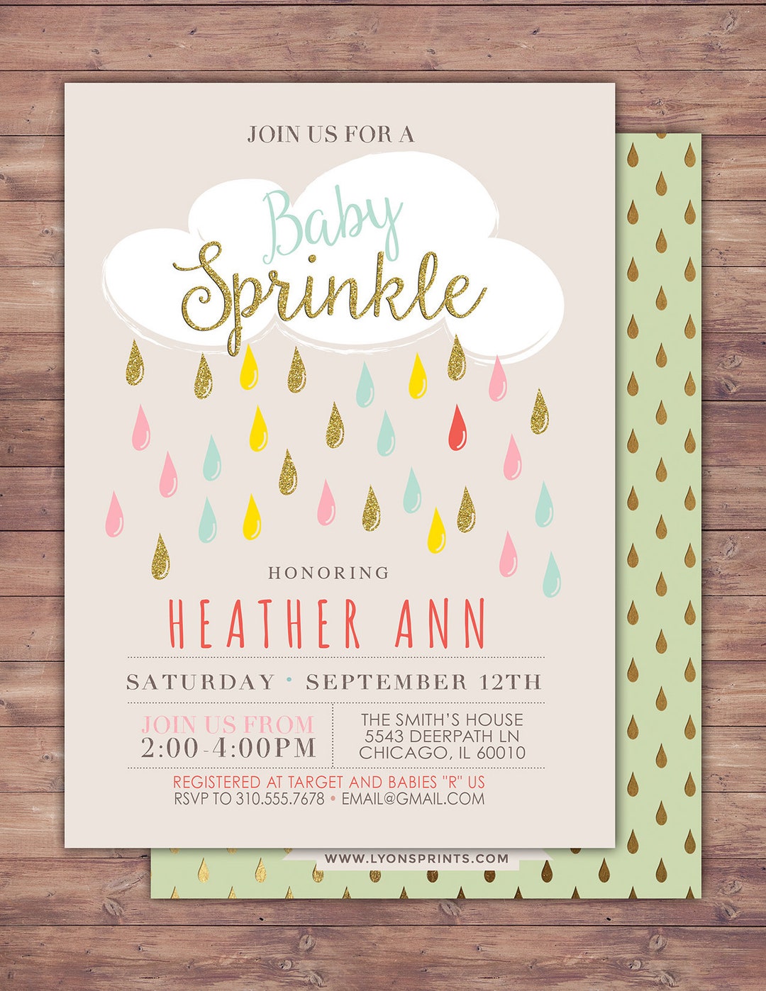 Baby Sprinkle Invitation Girl, Pink Gold Baby Sprinkle Invites, Girl ...