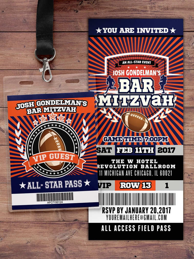 Football Ticket Invitation // All Star Birthday // VIP Pass - Etsy