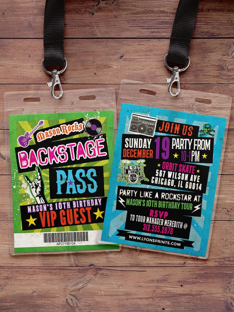 Punk Rock VIP PASS Backstage Pass Vip Invitation Birthday | Etsy