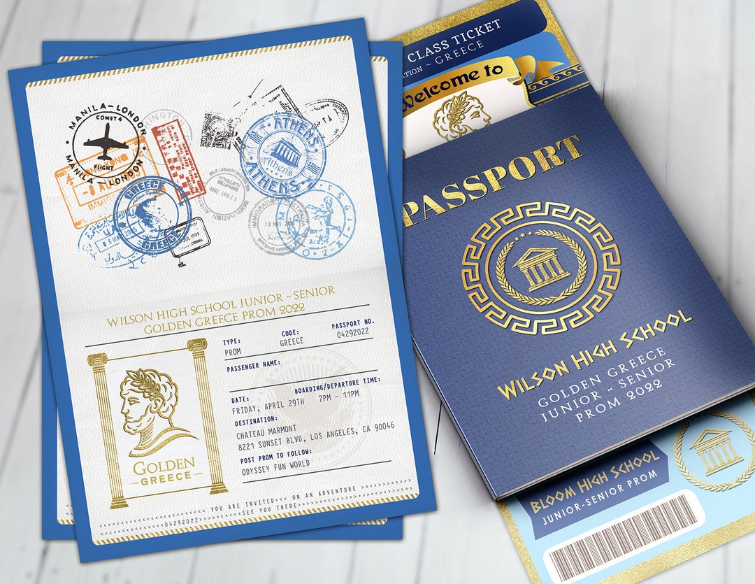 Prom, Passport and Ticket Invitation, Greece Passport, Mediterranean ...