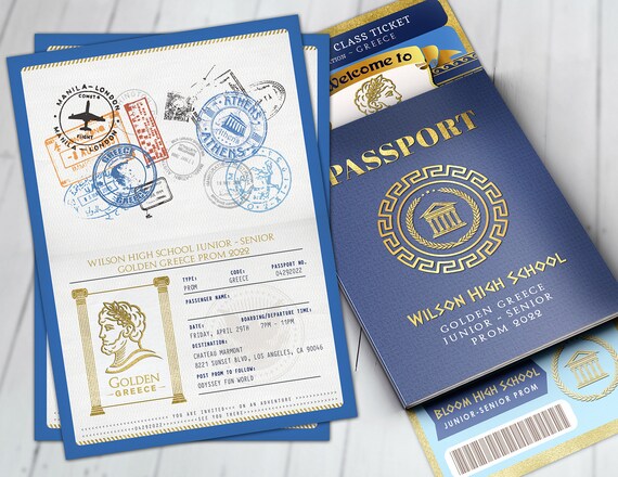 Prom Passport and Ticket Invitation Greece Passport | Etsy