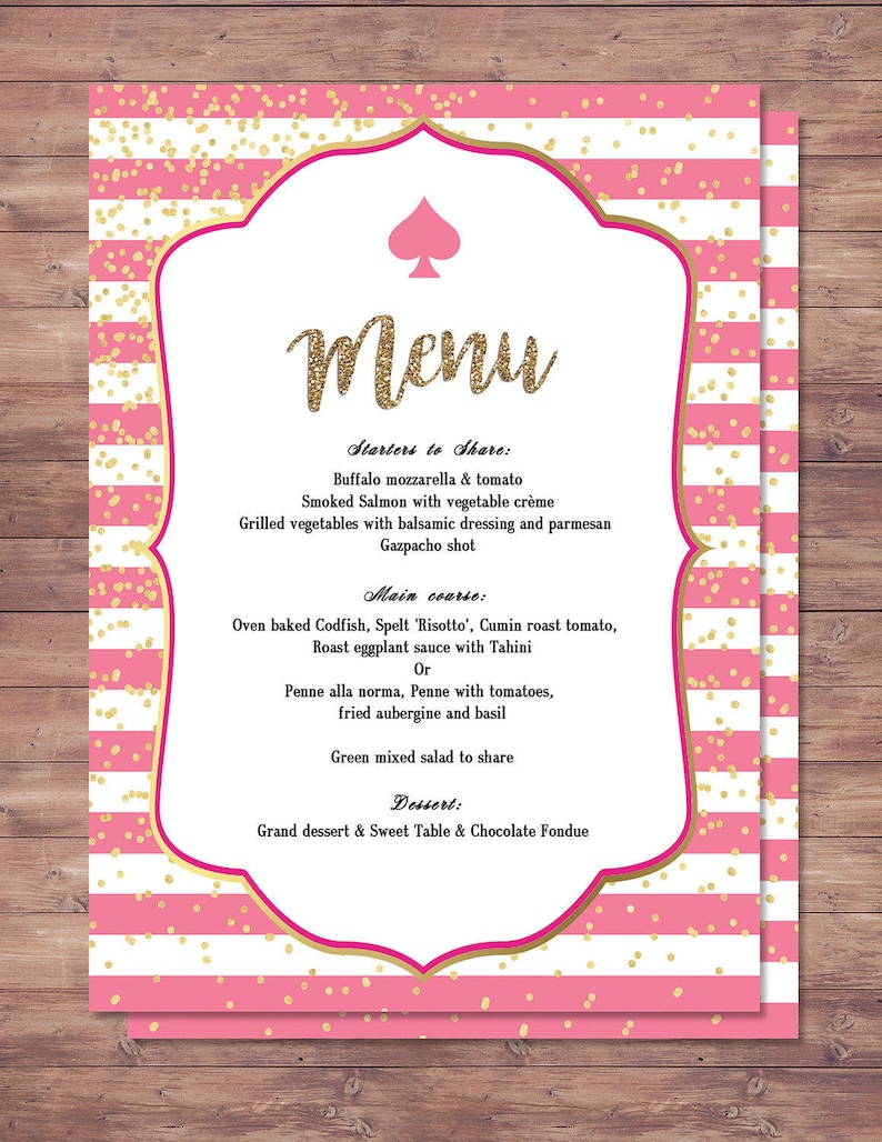 Spade Party, Menu, Bridal Shower, Brunch, Decor, Sweet 16, Birthday ...
