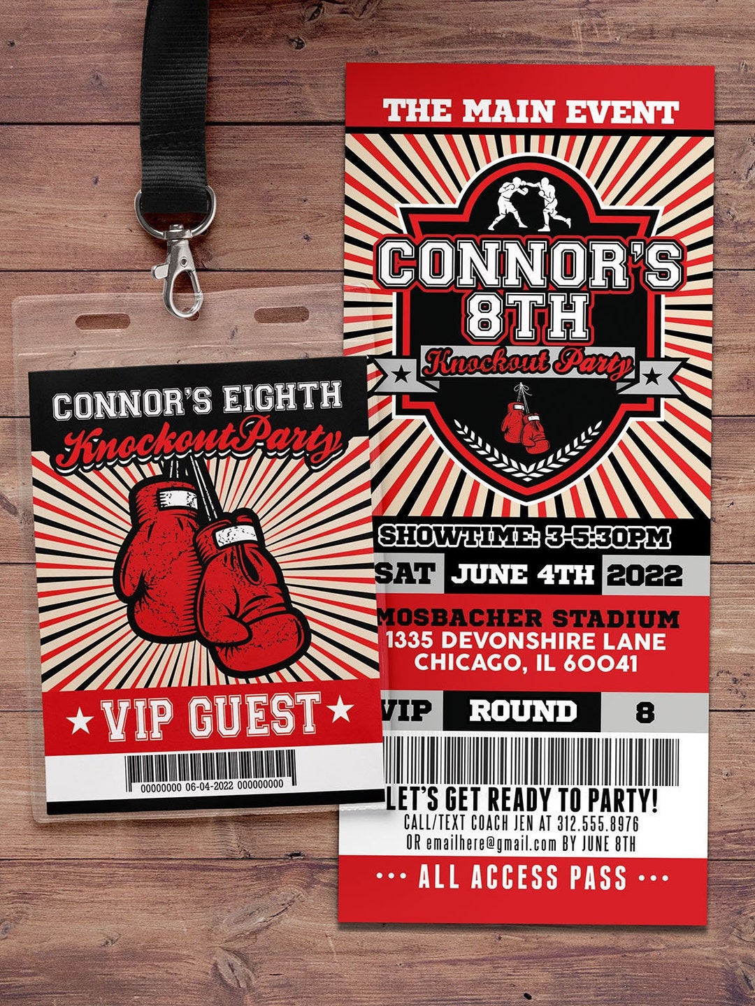 Boxing Ticket Invitation, Knockout Invite, Boxing Birthday Party ...