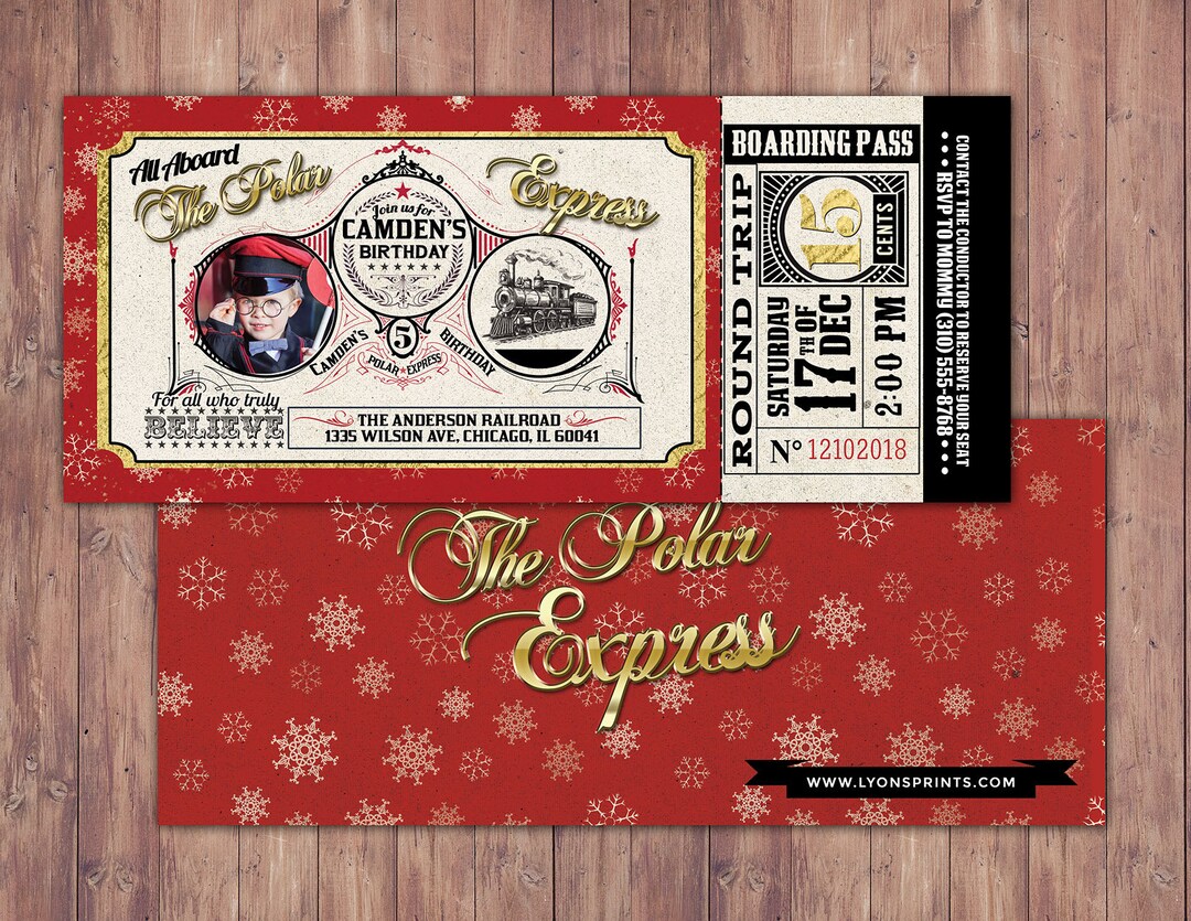 Polar Express BIRTHDAY Invitation, Printable Birthday Decorations ...