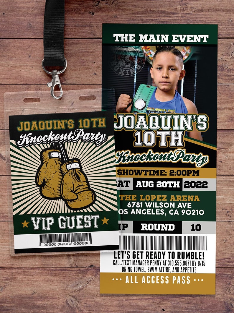Boxing Ticket Invitation Knockout Invite Boxing Birthday - Etsy
