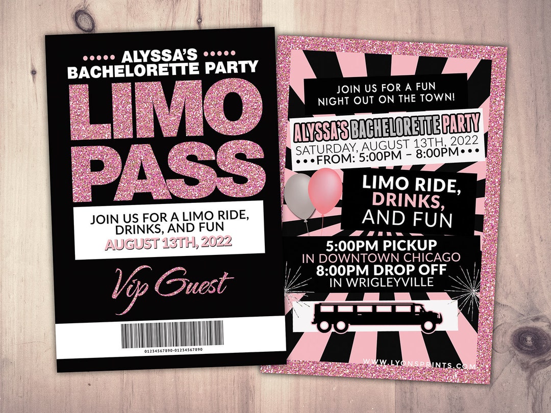 VIP Pass, Limo Pass, Bachelorette Party, Hen Party, 21st Birthday ...