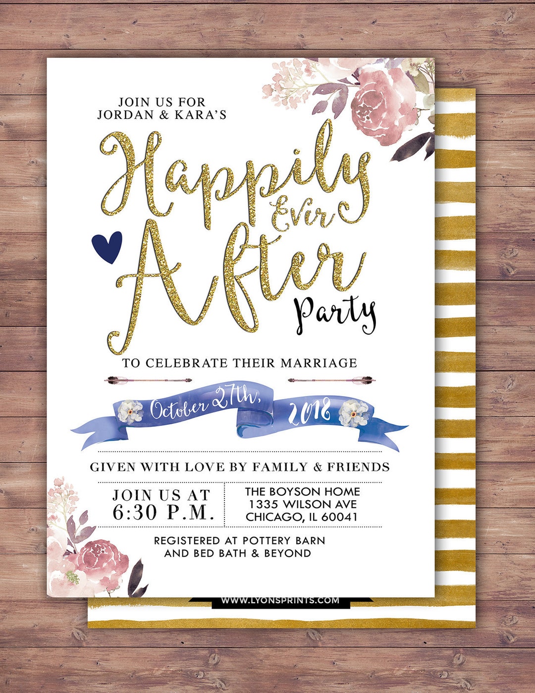 Happily Ever After Invitation, BOHO Wedding Shower Invitation, Couples ...